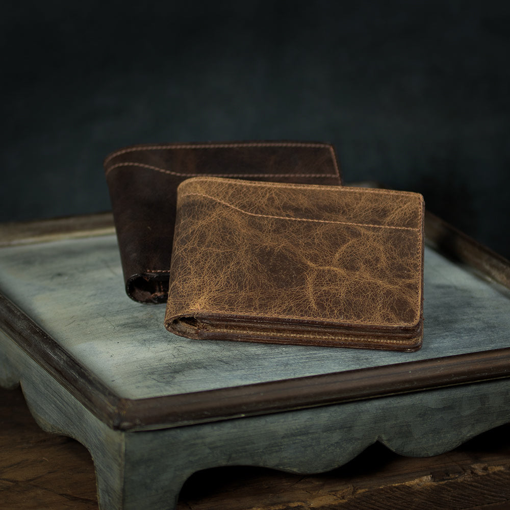 Tough Bison Leather Bifold Wallet with ID Window USA Made | Champlain ...