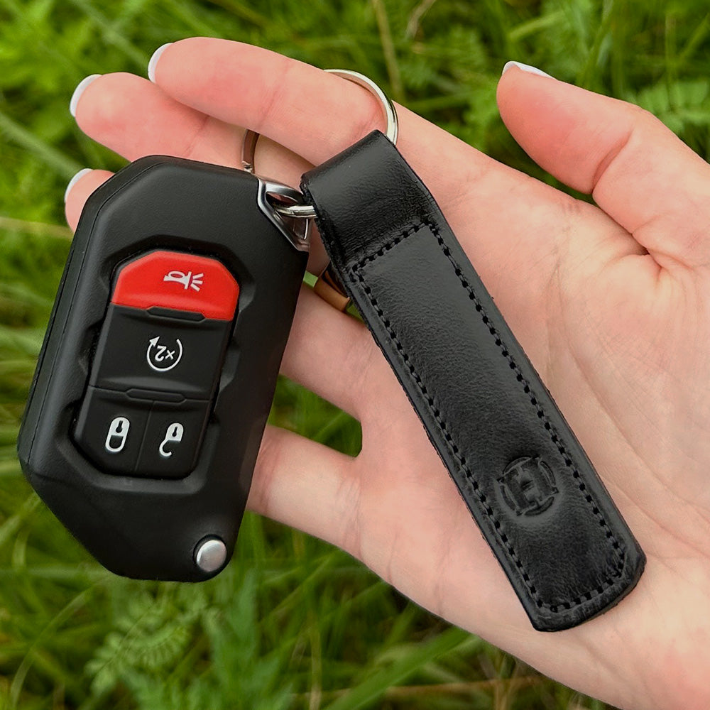 Simple USA-Made Leather Keychain Rectangular design | Classic Keychain ...