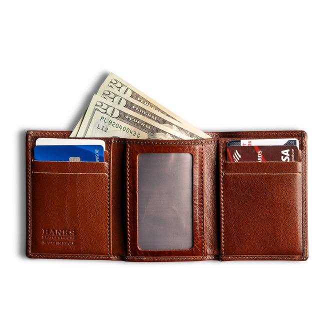 Tri Fold Wallet with ID Window - Hanks Belts