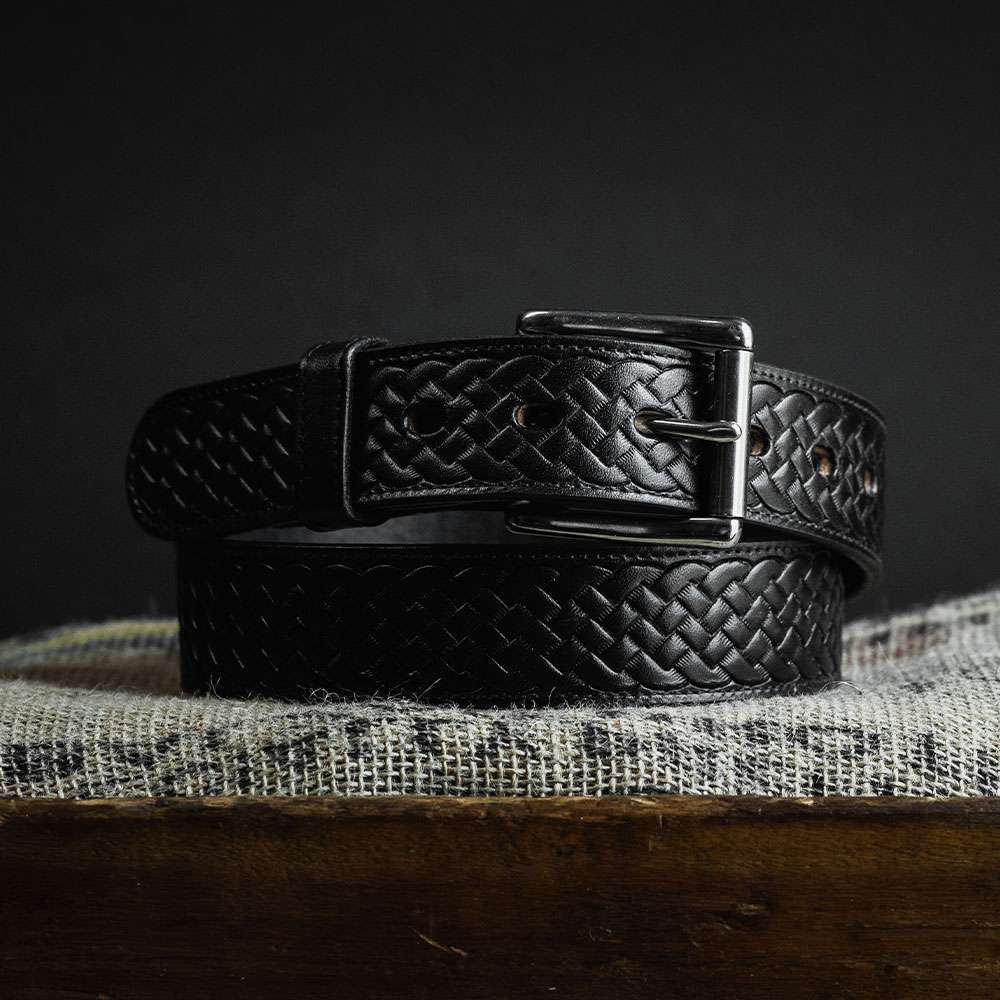 Best Leather Basket Weave Belt - USA Made - Hanks Belts